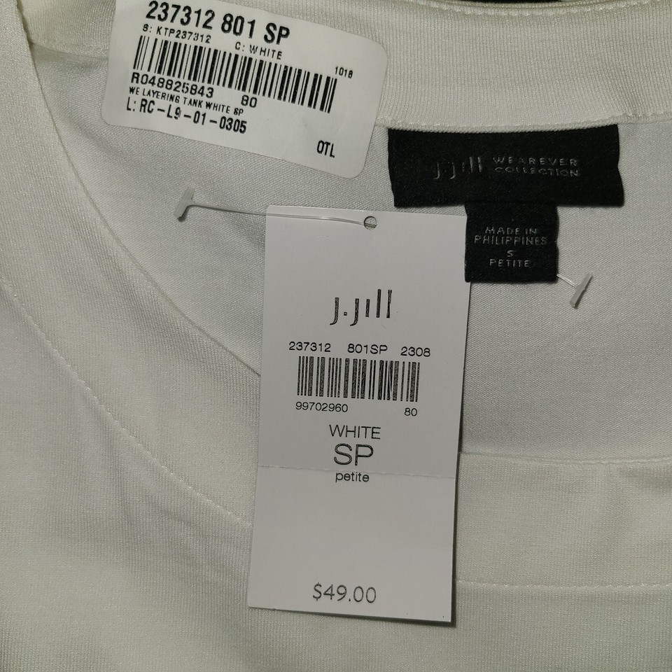 9283) NWT J JILL small petite tunic white sleeveless knit top tee Wearever | eBay
