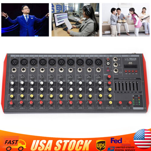 12 Channel USB Bluetooth Digital Studio Audio Mixer Sound Board Console ...