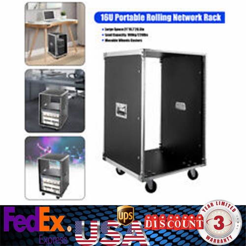 19 inch 16U Server Rack Open Frame Rolling Network Data Rack w/ Casters ...