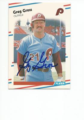 GREG GROSS Autographed Signed 1988 Fleer card Philadelphia Phillies COA ...
