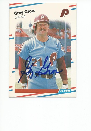 GREG GROSS Autographed Signed 1988 Fleer card Philadelphia Phillies COA ...