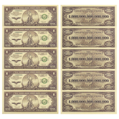 10pc Statue of Liberty Banknotes 1 Zillion Dollars UV Serial Number ...