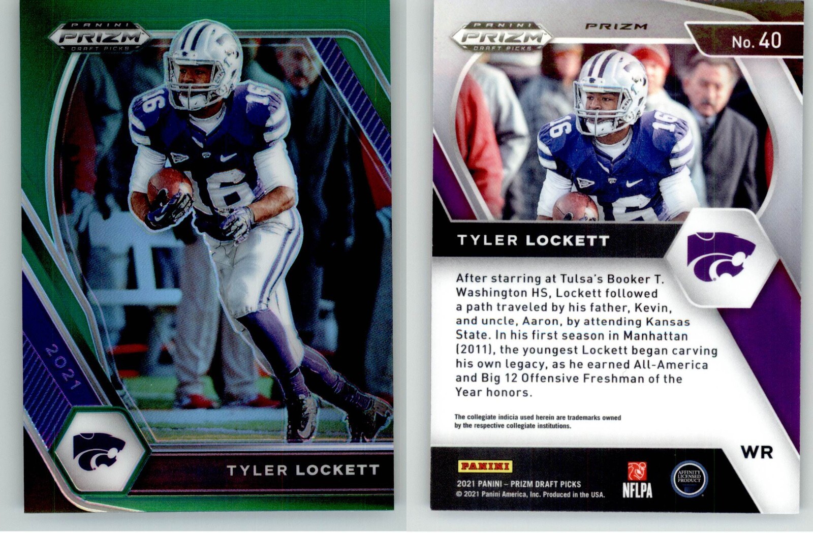 Tyler Lockett 2021 Prizm Draft Picks Green Prizm #40 Kansas St ...
