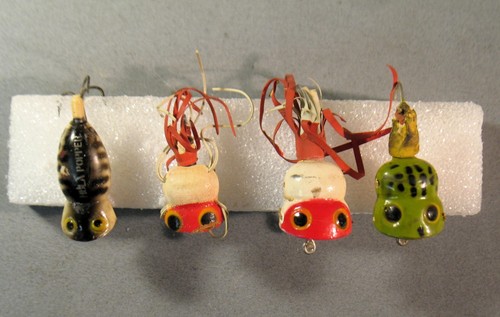 Vintage Lot of 4 Fred Arbogast Fly Rod Tackle Box Fishing Lures Hula ...