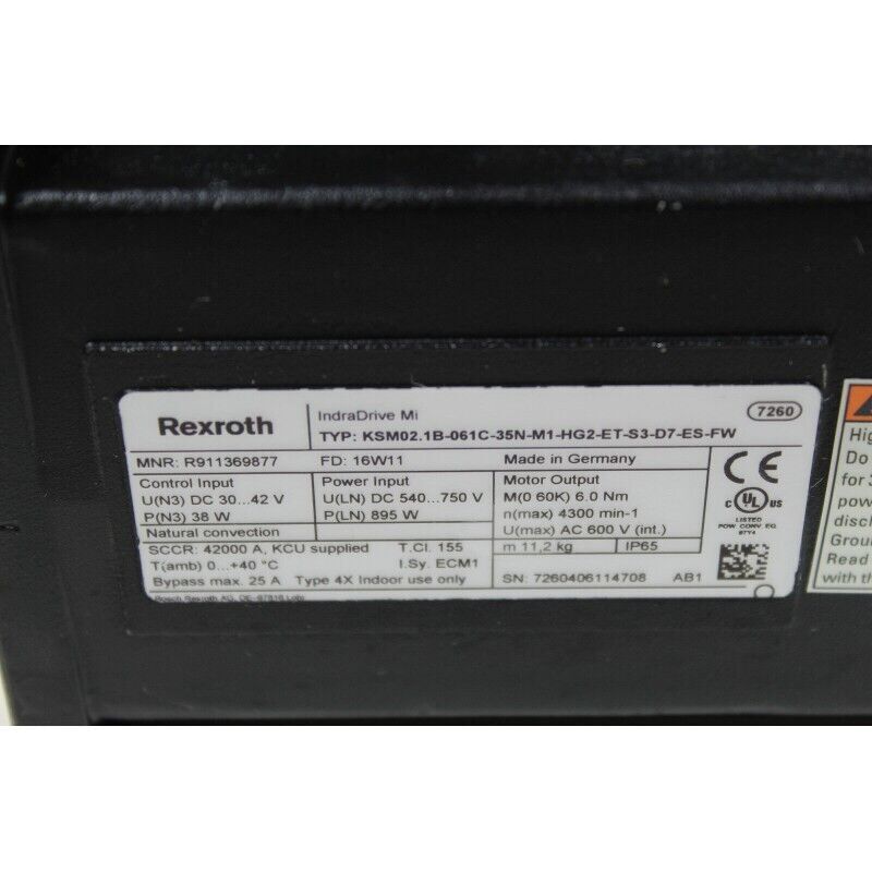 Rexroth KSM02.1B-061C-35N-M1-HG2-ET-S3-D7-ES-FW (servo motor) | eBay