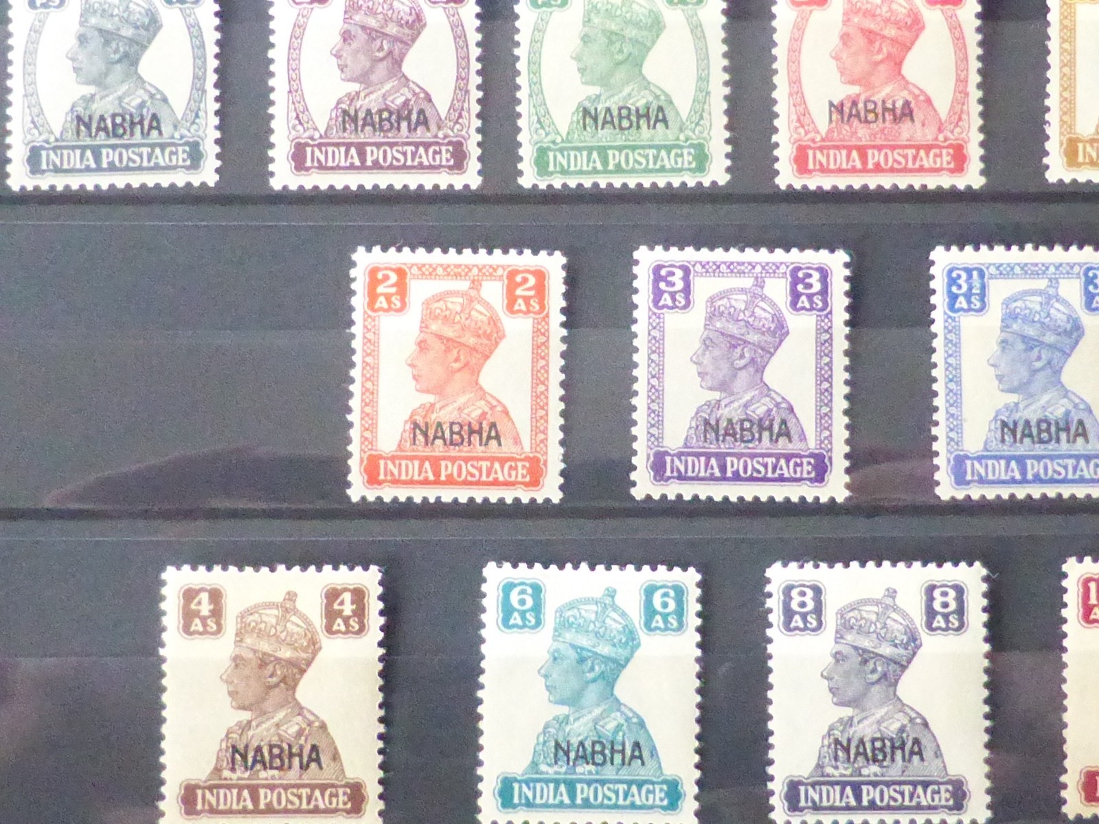 INDIA - NABHA GVI 1942-5 SET OF 13, STAMPS OF INDIA OPTD MOUNTED MINT ...