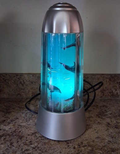 Vintage Dolphin Aquarium Lamp Night Light Rotating Animated 14" X 6 ...