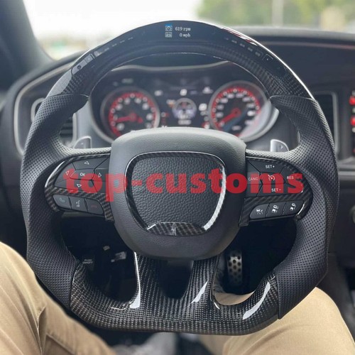 Real Carbon Fiber LED Steering Wheel For 15-24 charger challenger ...