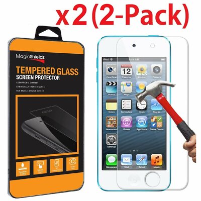 2 PACK Tempered Glass Screen Protector for Apple iPod Touch 5 6 5th 6th ...
