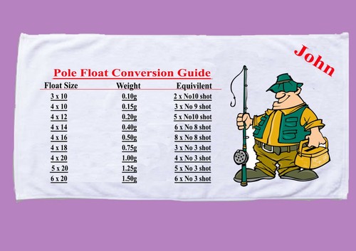 personalised pole float shotting conversion chart towel fathers day ...