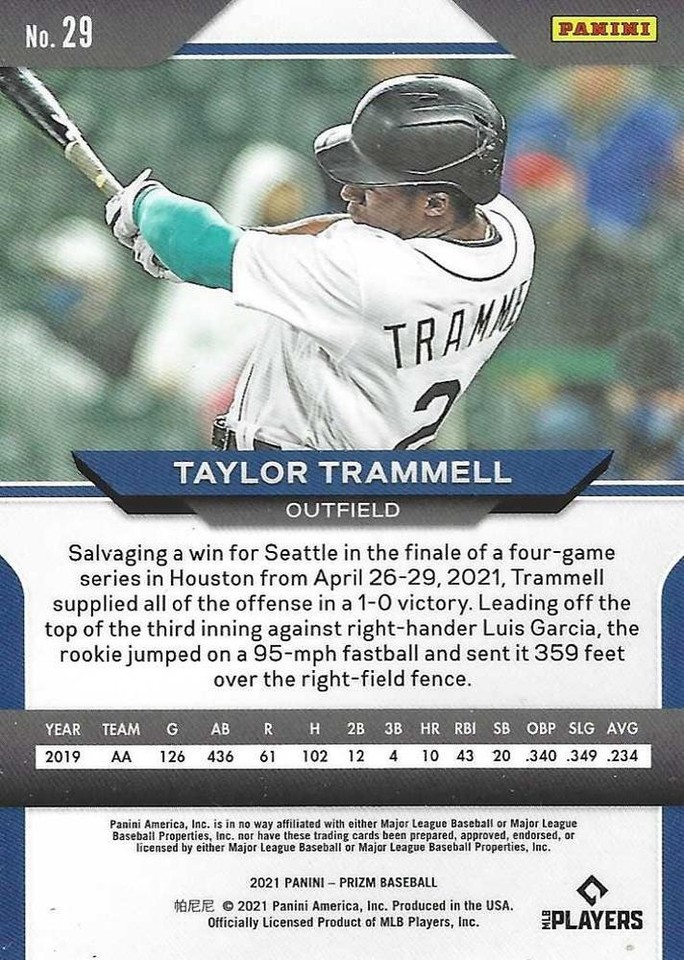 Taylor Trammell Cards - RC's, Base, Inserts - You Pick - Seattle ...