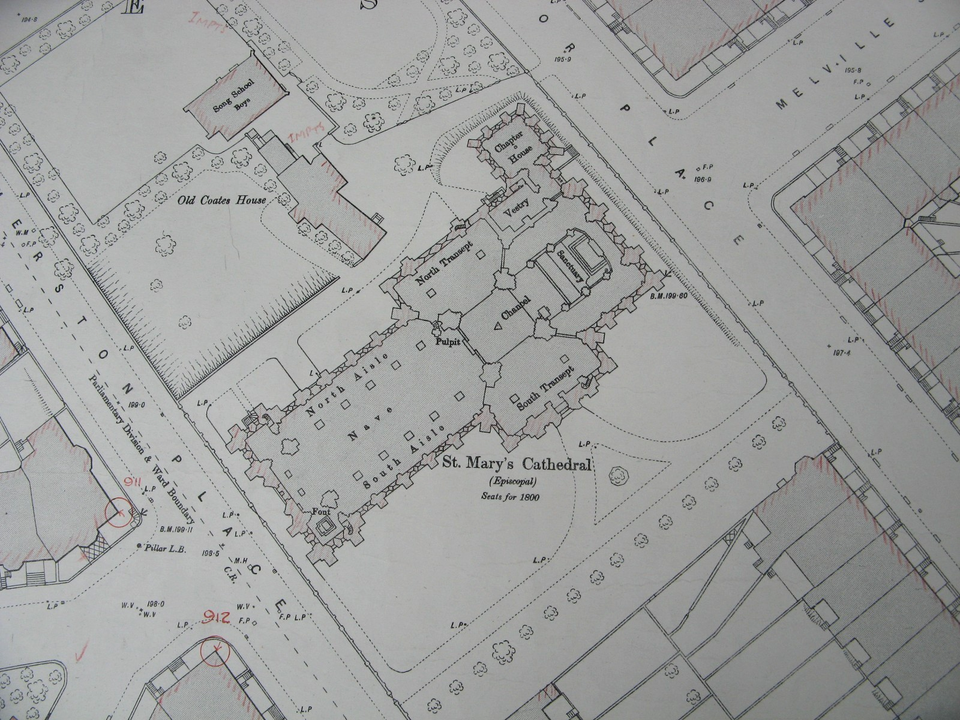 1895 Ordnance Survey Office Town Plan- Edinburgh West End ORIGINAL MAP ...