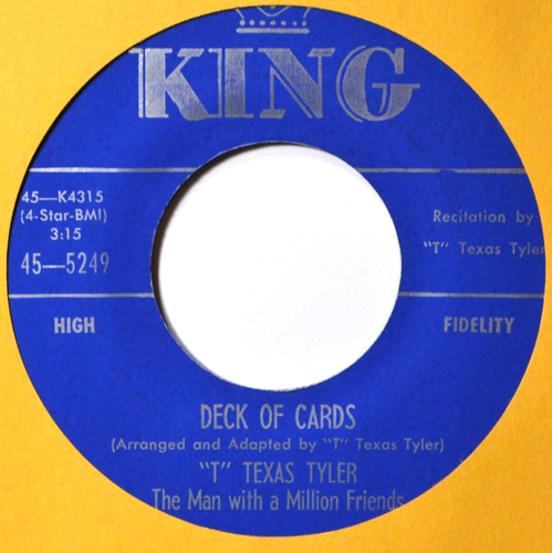 T Texas Tyler Deck of Cards Original King Issue VG+ Western 45 7" Vinyl ...