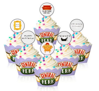 FRIENDS CENTRAL PERK coffee birthday party 12 CUPCAKE WRAPPERS W/12 ...