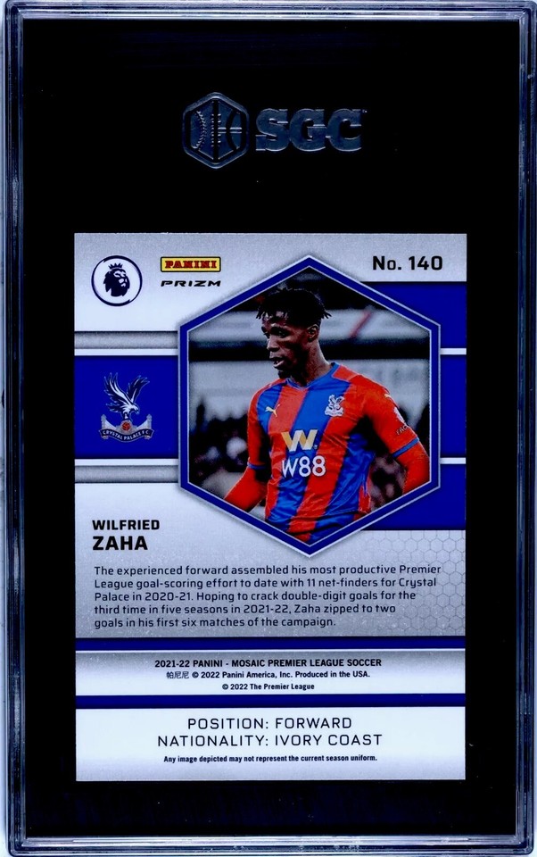 2021 Panini Mosaic #140 Wilfred Zaha RED & GREEN PRIZM SGC 10 GEM MINT ...