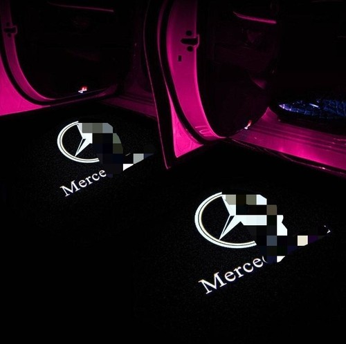 2 PROIETTORI LOGO MERCEDES A B C E M GL GLA GLE GLC GLS LED PORTIERE ...