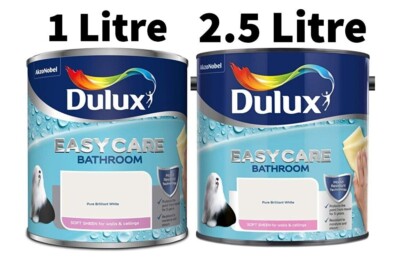 Dulux Easycare Walls Ceiling Bathroom Paint Soft Sheen Various Sizes 1L ...