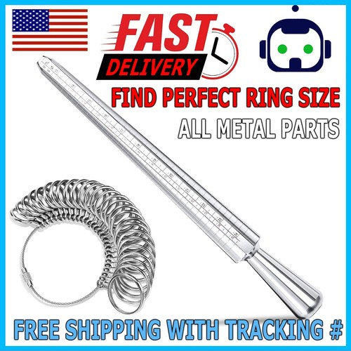 Metal Ring Sizer Gauge Mandrel Finger Sizing Measure Stick Standard ...