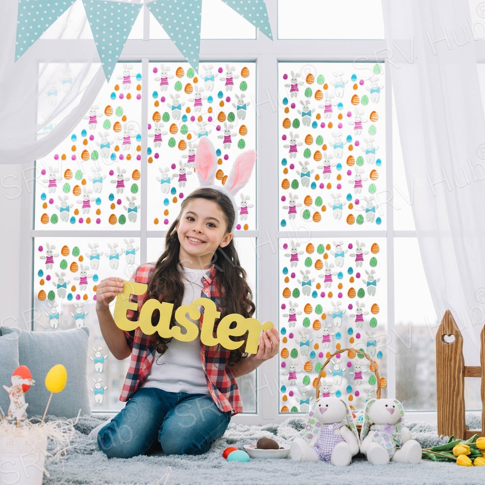 30cm Gel Stickers Sheets, Happy Easter, Bunnies, Butterflies, Eggs, Easter Gifts | eBay UK