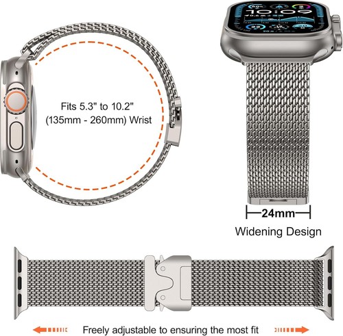 New Titanium Milanese Loop Strap for Apple Watch Ultra2 Band 49mm ...