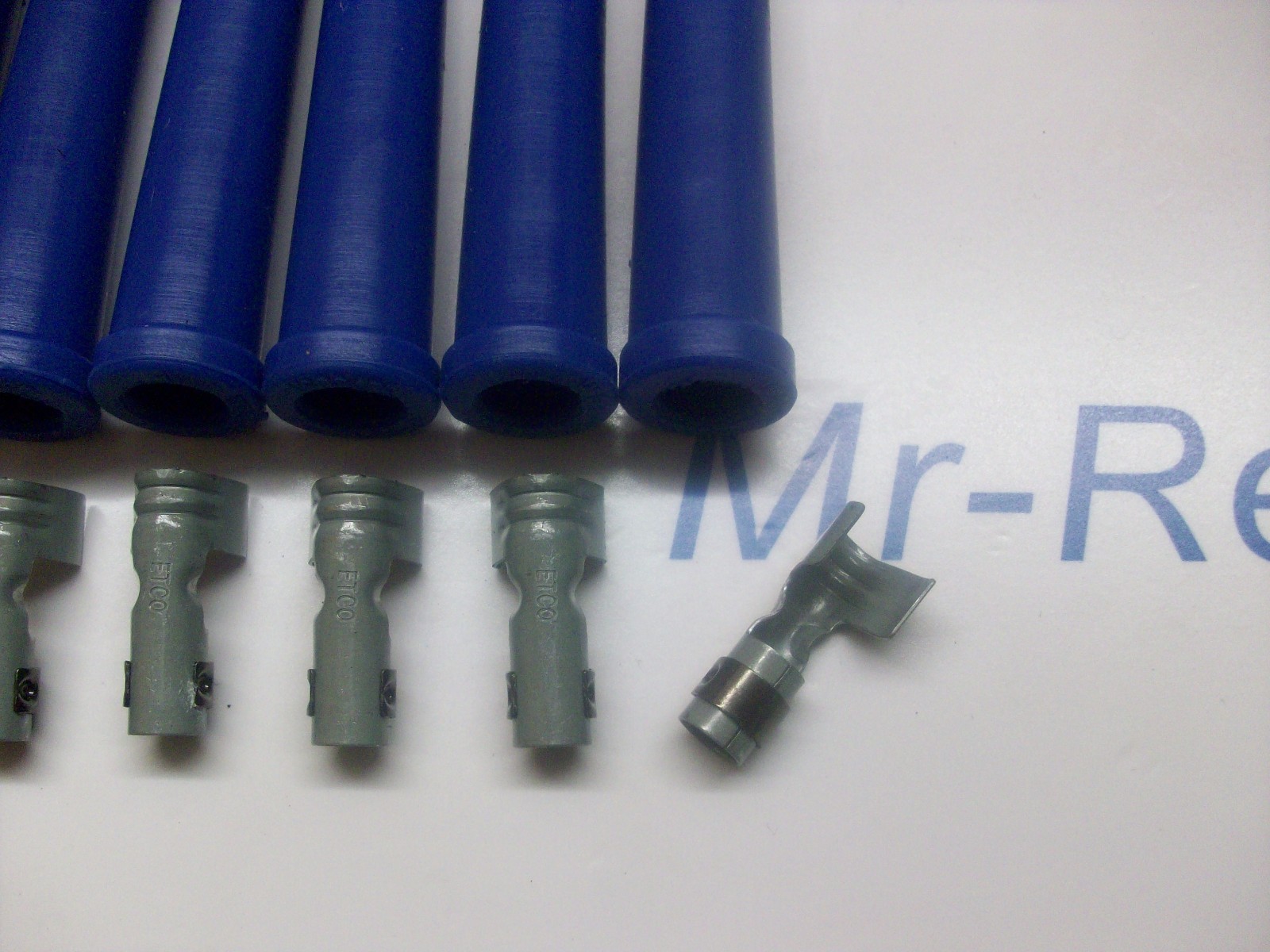 BLUE IGNITION LEAD SPARK PLUG BOOTS TERMINALS STRAIGHT FITTING SILICONE ...