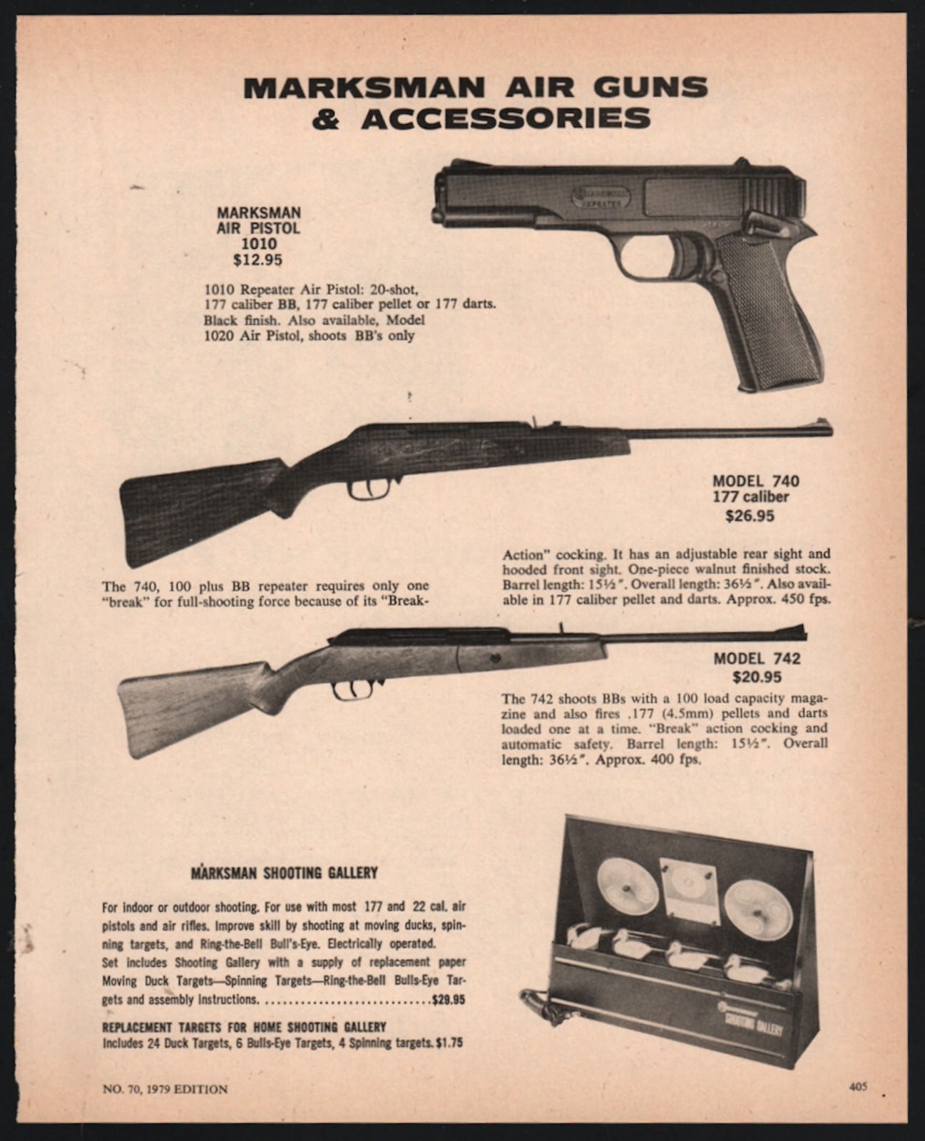1979 MARKSMAN 1010, 740 and 742 BB Air Pistol and Rifle, Shooting ...