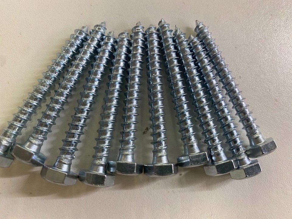 50mm BZP Coach Screws Lag Bolt 1/4" x 2" Screw 6mm x 50mm Pack of 10 ...