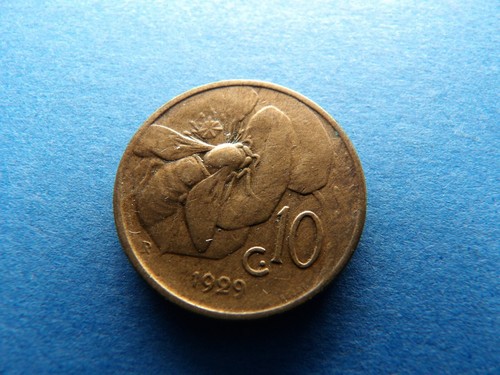 Fauna and Flora - honey bee coin Italy FLOWER 10 CENTS 1929 YEAR (32 ...