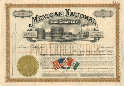 Mexican National Gas Co. - signed as president by Edward L. Doheny ...