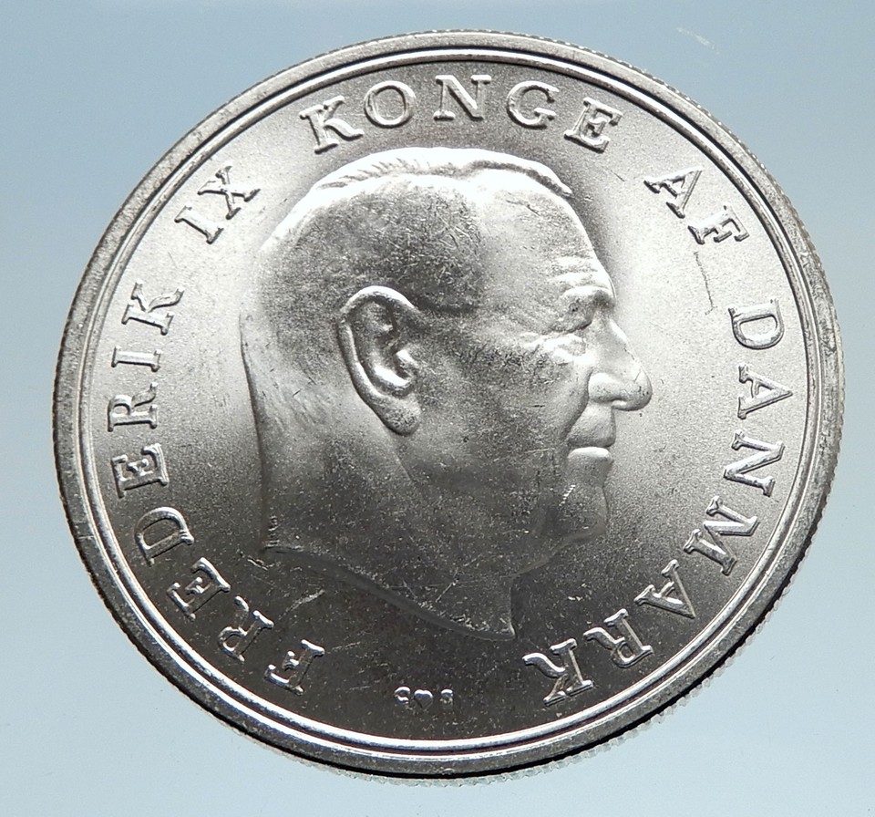 1964 DENMARK King Frederick IX Silver Princess ANNE MARIE WEDDING Coin ...