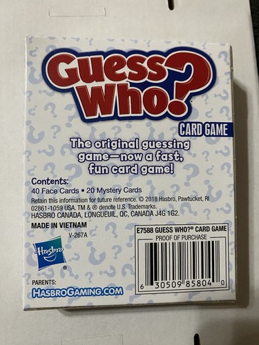 Guess Who Card Game - Hasbro Gaming 2-4 Players Ages 6+ 4 Classic NEW ...