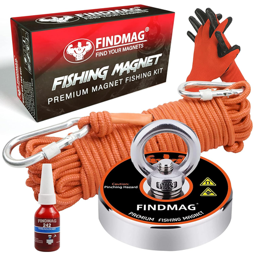 Super Strong Fishing Magnets Kit, 500 LBS Pulling Force Magnet Fishing ...