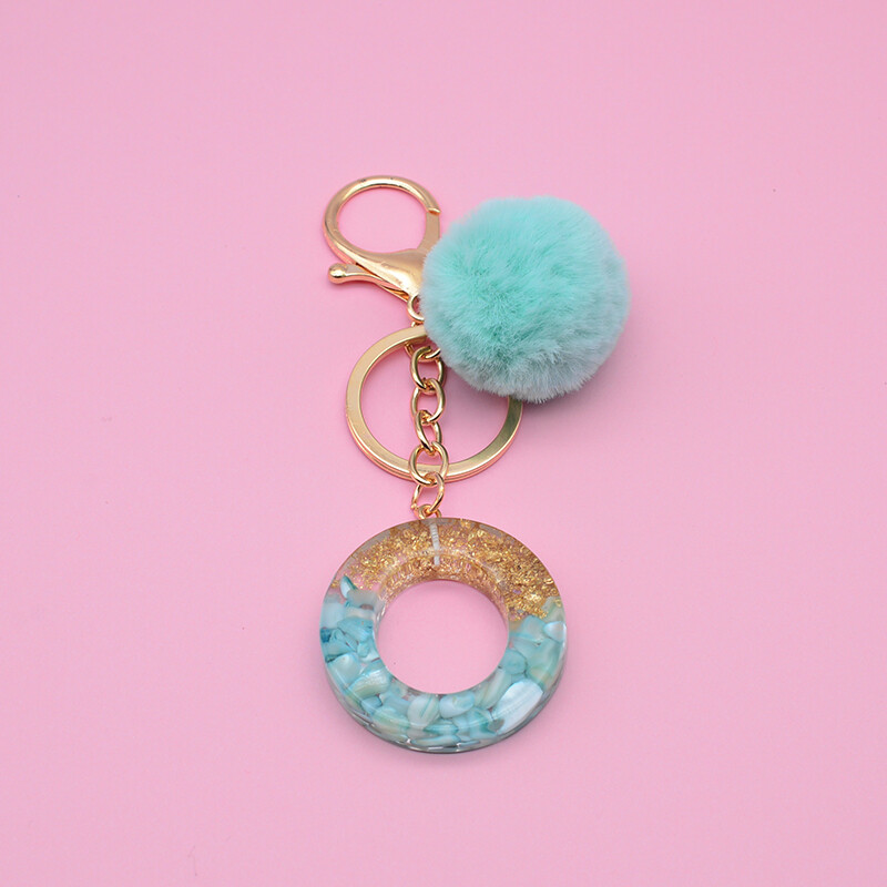 Fluffy Letter A-Z Keychain Keyring With Ball Resin Key Chain Pendant ...