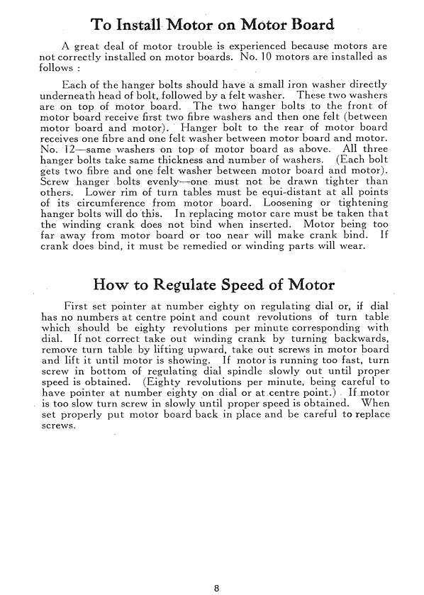 Pathe Phonograph Gramophone Motors Parts & Adjusting Instruction Manual ...