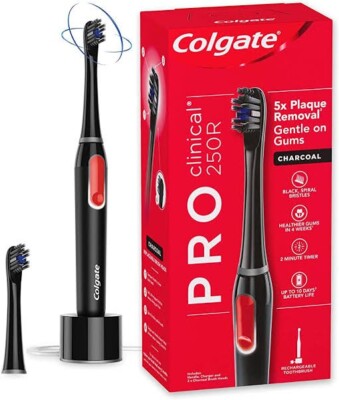 Colgate PRO Clinical Electric Toothbrush 250R Charcoal 5x Plaque ...