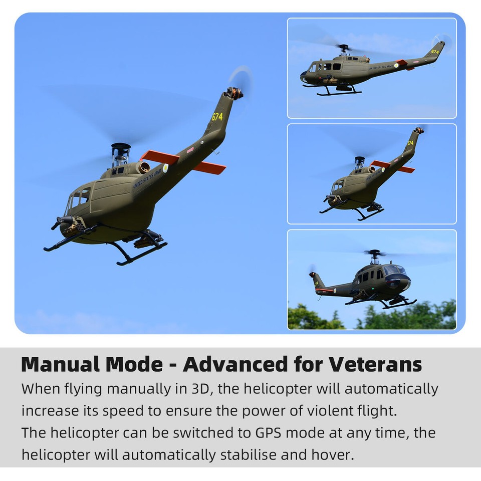 Roban 470 Size UH-1D Army RTF RC Helicopter X2 INTELLIGENT CONTROL ...