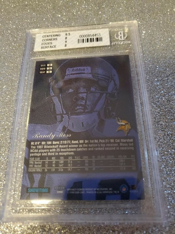 RANDY MOSS HOF 1998 FLAIR SHOWCASE #5 ROW 3 HOLOFOIL ROOKIE RC NM-MINT ...