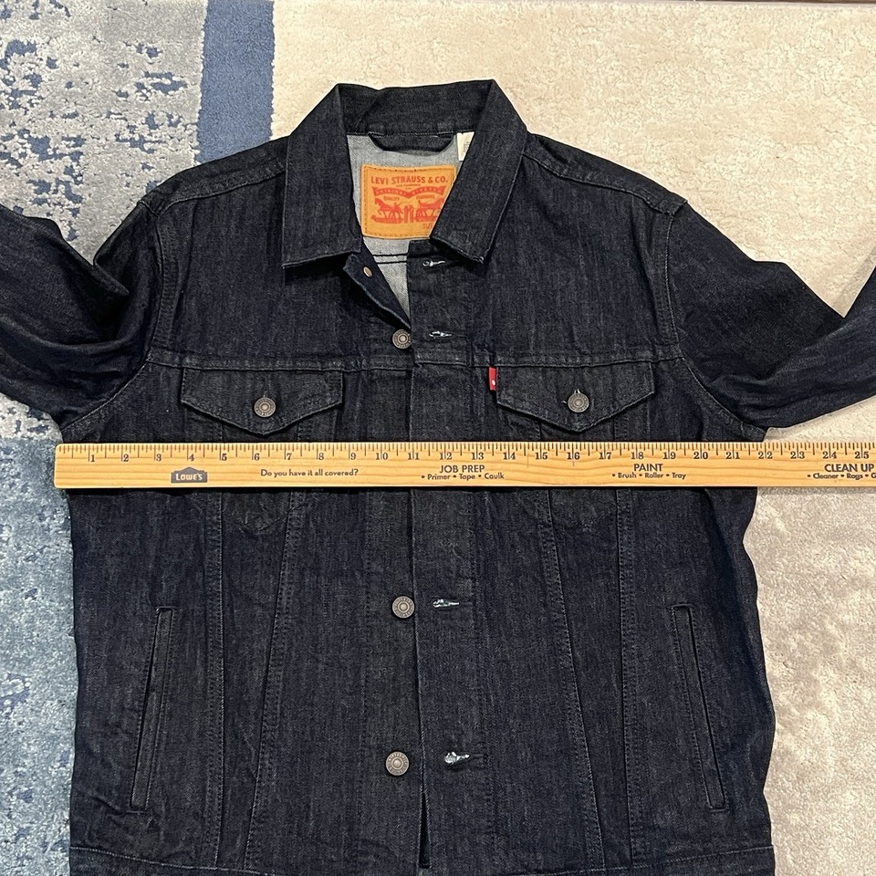 Levi’s Jean Jacket Men's Large True Black Denim Trucker Button Jacket M ...
