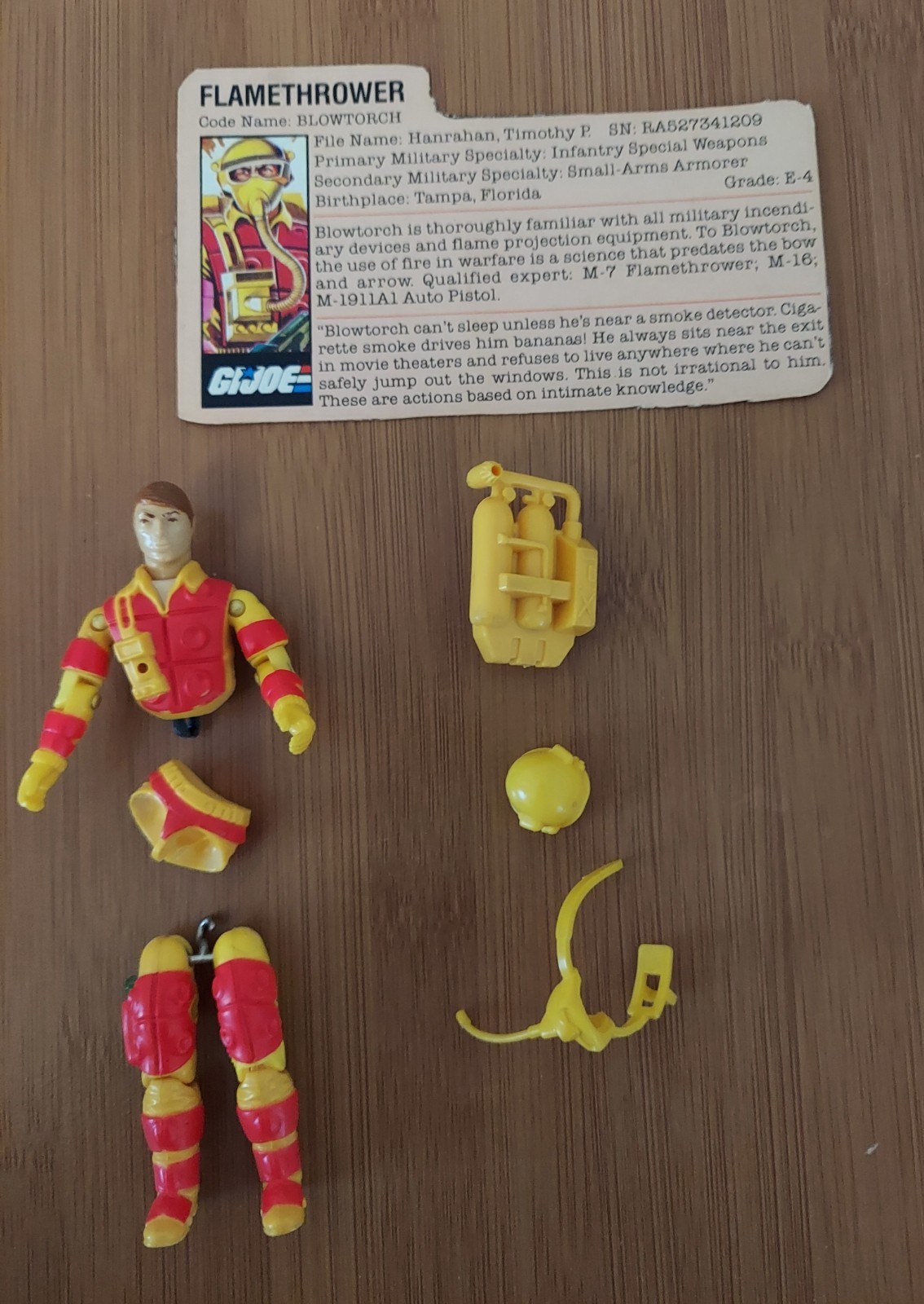 GI JOE BlowTorch Flamethrower 1984 Hasbro 3.75" Figure (Broken w ...