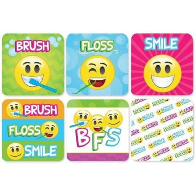 SmileMakers Brush, Floss, and Smile Emoji Stickers - Pack of 100 | eBay