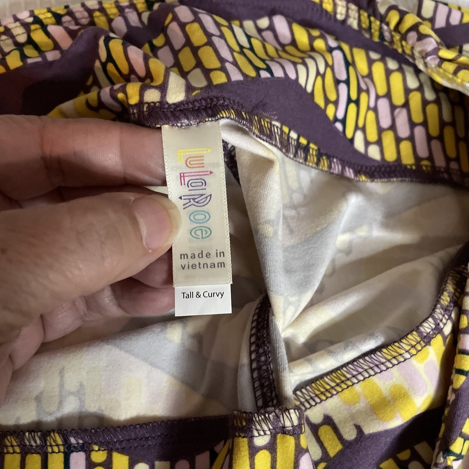 New Womans LuLaRoe Smoky Purple Yellow Pale Yellow Geo Pattern Leggings ...