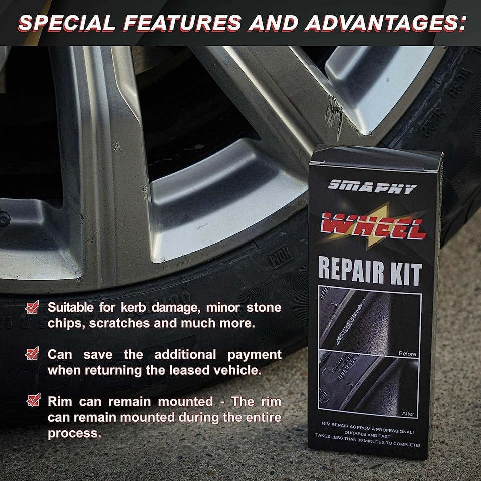 Complete Wheel Scratch Repair Kit with Gloss Black Paint and Easy ...
