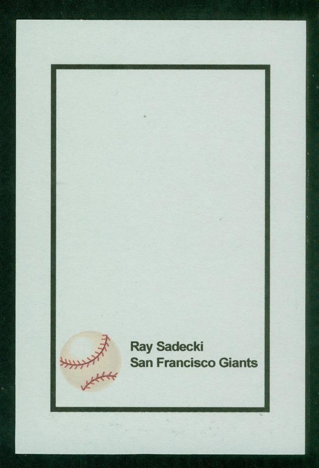#1138, 4" x 6" Photo Card, Signed-Autographed, Ray Sadecki, S. F ...