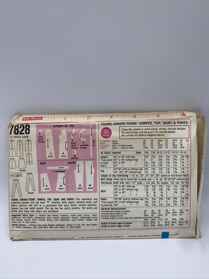 7828 🧵 RARE PATRON SIMPLICITY VINTAGE 1960 ROBE JUPE PANTALON JUNIOR | eBay