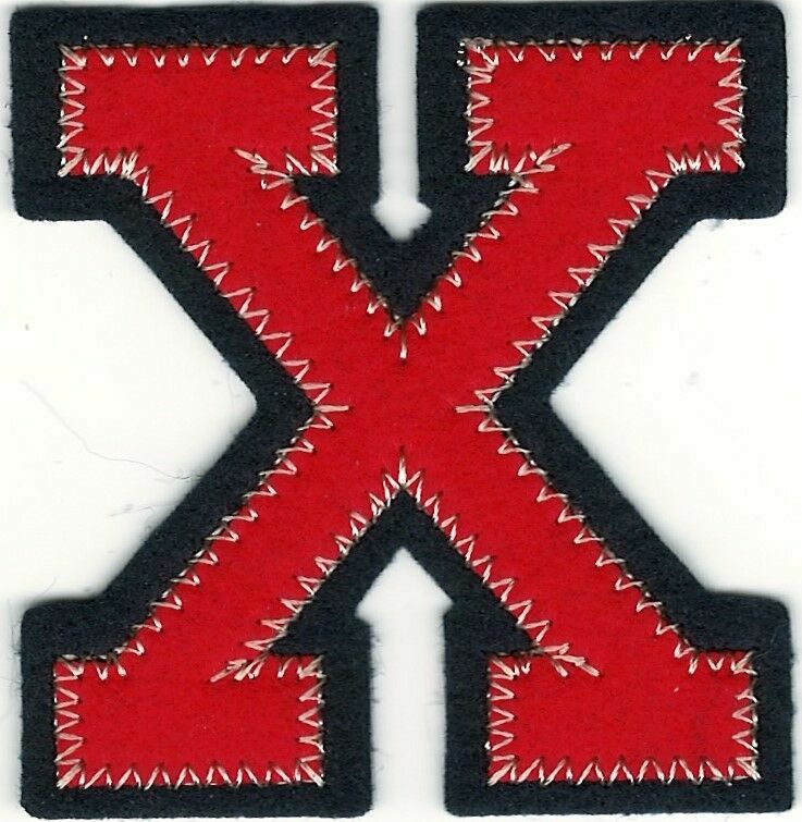 2 1/4" x 2 1/2" Red Dark Navy Blue Block Letterman's Letter X Felt ...