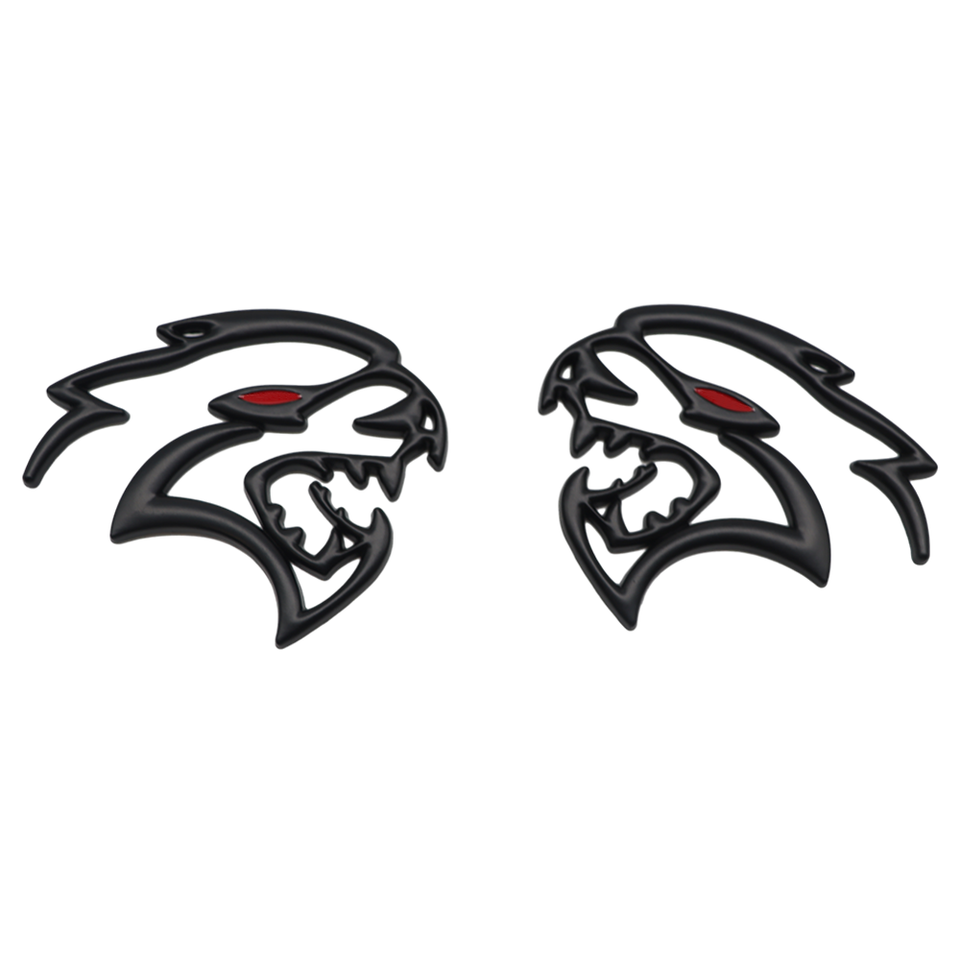 2x Metal Matte Black Devil Cat Hellcat Fender Side Emblems Badge Car ...