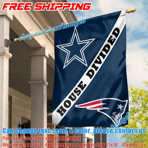 Dallas Cowboys vs New England Patriots House Divided Flag 28X40" Banner ...