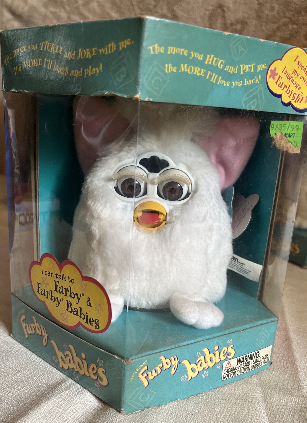 Tiger 70-940 Furby Babies 1999 White Brown Eyes Pink Ears/SEALED