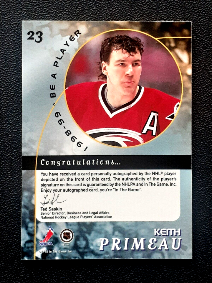 KEITH PRIMEAU AUTO 1998-99 BE A PLAYER AUTOGRAPHS 98-99 NO 23 51867 | eBay