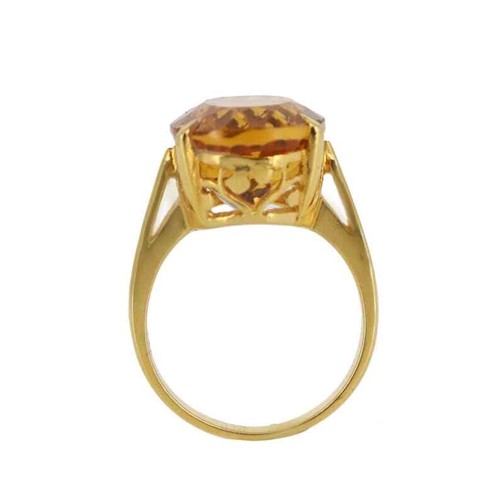 14K Solid Gold Natural Golden Topaz Handmade Solitaire Women Ring | eBay